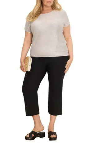 NIC+ZOE Glazed Feather Knit Short Sleeve Sweater