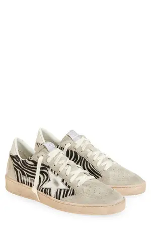 GOLDEN GOOSE Ball Star Genuine Calf Hair Sneaker - Zebra