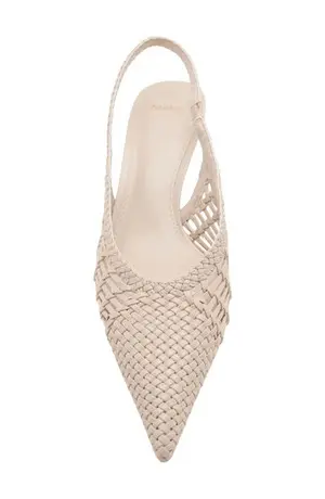 Mango Woven Pointed Toe Slingback Kitten Heel Pumps