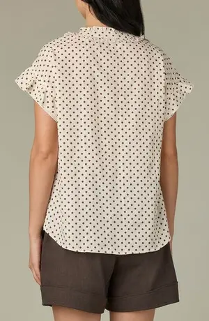 Wit & Wisdom Embroidered Polka Dot Ruffle Top
