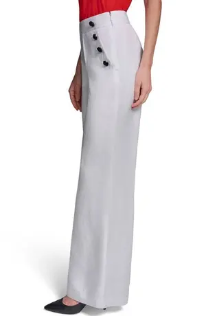 Karl Lagerfeld Paris Linen Blend Sailor Pants With Rosette Buttons