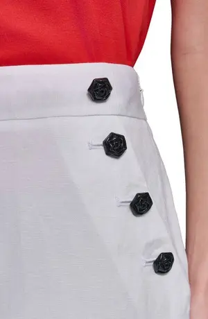 Karl Lagerfeld Paris Linen Blend Sailor Pants With Rosette Buttons