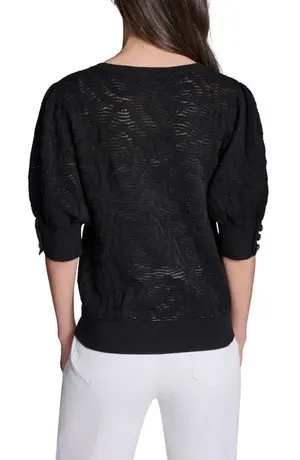 Karl Lagerfeld Paris Floral Puff Sleeve Sweater