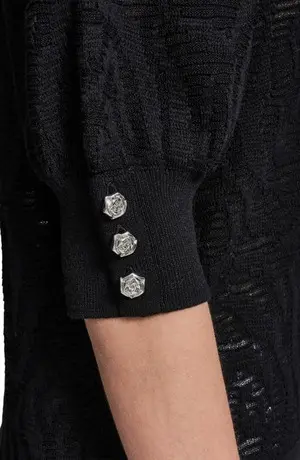 Karl Lagerfeld Paris Floral Puff Sleeve Sweater