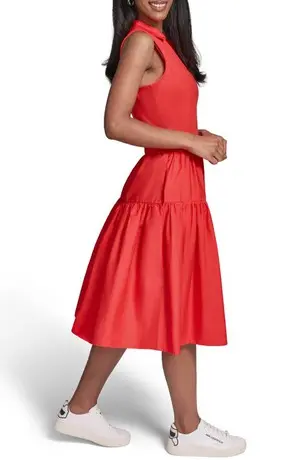 Karl Lagerfeld Paris Rib-knit And Poplin Midi Dress