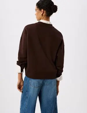 Whistles Arched Logo Relaxed Crew Sweatshirt