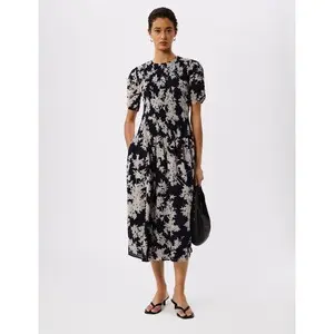 Whistles Shadow Floral Avery Midi Dress - Navy/multi