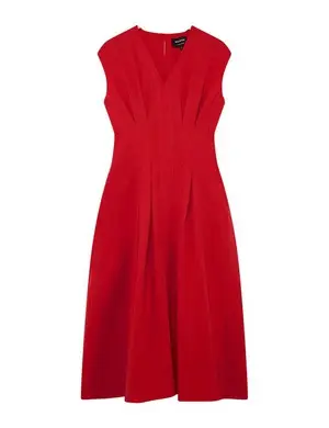 Whistles Paneled V-neck Linen Blend Midi Dress - Red