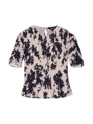 Whistles Smocked Floral Peplum Blouse
