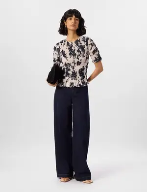 Whistles Smocked Floral Peplum Blouse