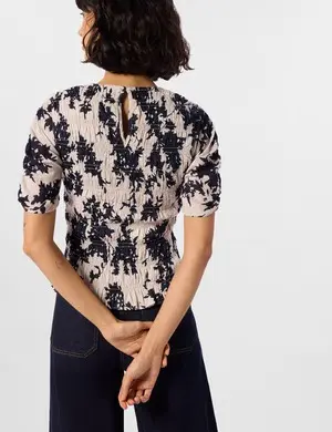 Whistles Smocked Floral Peplum Blouse