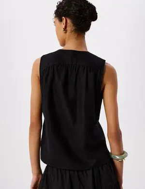 Whistles Laura Linen Tank - Black