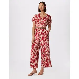 Whistles Blurred Floral Tie Jumpsuit - Red/multi
