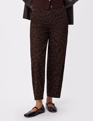 Whistles Barrel Leg Animal Print Jeans - Leopard Print