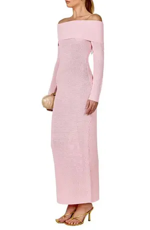 Endless Rose Off-the-shoulder Open Stitch Sweater Dress