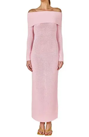 Endless Rose Off-the-shoulder Open Stitch Sweater Dress