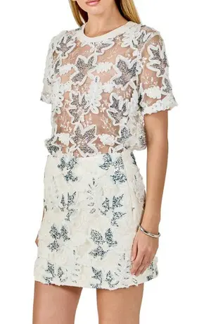 Endless Rose Sequin & Soutache Mesh Top