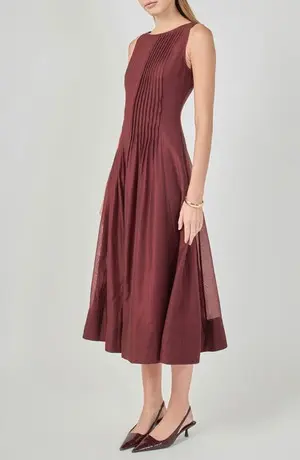 Endless Rose Pleated Bodice Sleeveless Maxi Dress - Burgundy
