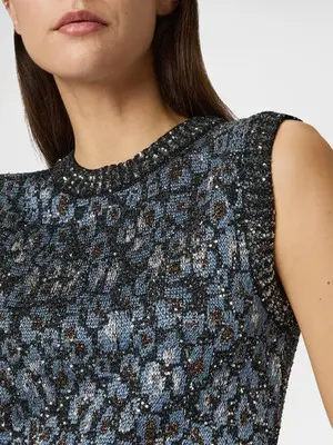 Missoni Crew Neck Jacquard Knit Top With Animalier Pattern And Sequins