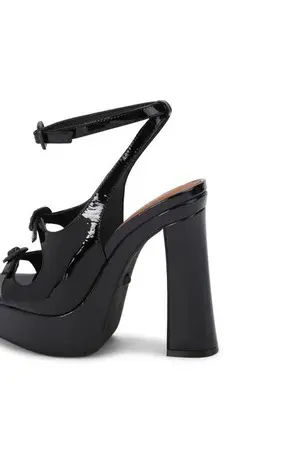 Kurt Geiger Patent Leather Triple Buckle Platform Sandals