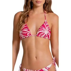 Cosita Linda Cosita Linda Beaded Embroidered Triangle Bikini Top Raspberry