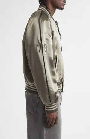 GOLDEN GOOSE Distressed Satin Bomber Jacket