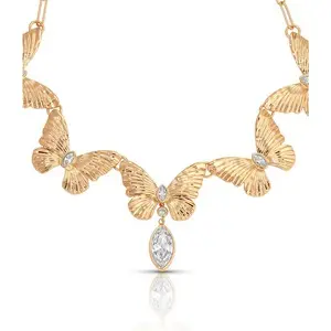 Ettika Crystal Butterfly Choker Necklace - Gold