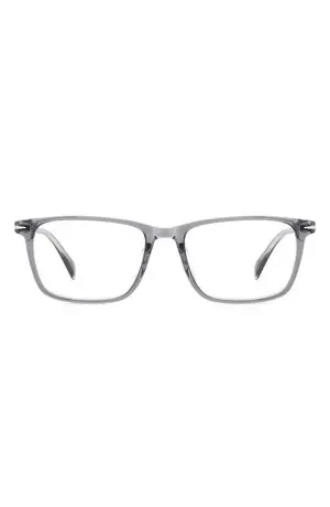 DB EYEWEAR BY DAVID BECKHAM 57mm Rectangular Optical Glasses - Grey Crystal