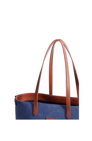 JURGI Tennis Racket Canvas And Leather Tote - Navy