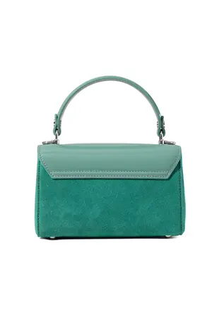 JURGI Lili Suede And Patent Leather Top Handle Mini Bag - Mint