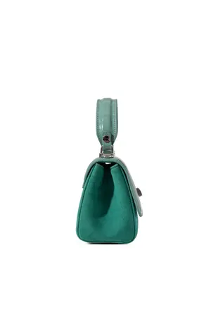 JURGI Lili Suede And Patent Leather Top Handle Mini Bag - Mint
