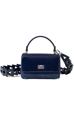 JURGI Lili Suede And Patent Leather Mini Bag - Navy
