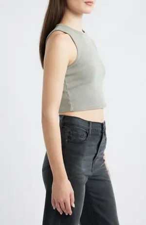 Brooklyn Industries Ribbed Cropped Tank Top - Shadow