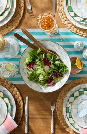 MACKENZIE-CHILDS Enamel Serving Bowl - Sky Check