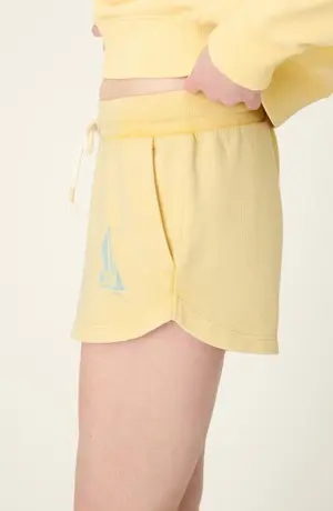 PJ Salvage French Terry Drawstring Shorts With Sailboat Graphic