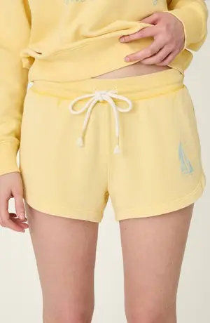 PJ Salvage French Terry Drawstring Shorts With Sailboat Graphic