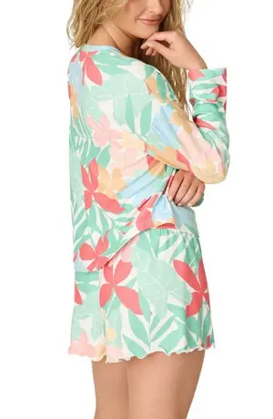 PJ Salvage The Coast Club Jersey Pajama Top - Green Multi