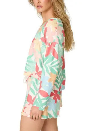 PJ Salvage The Coast Club Jersey Pajama Top - Green Multi