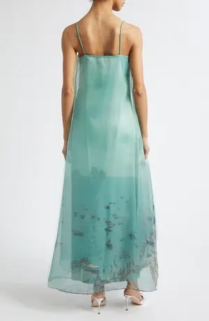 Staud Delfina Print Organza Maxi Dress