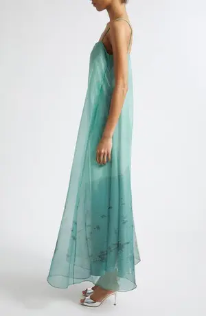Staud Delfina Print Organza Maxi Dress