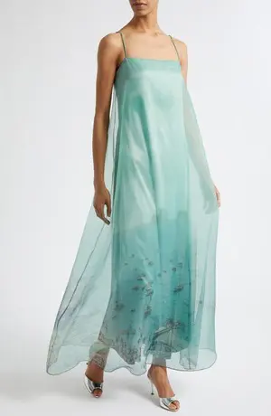 Staud Delfina Print Organza Maxi Dress