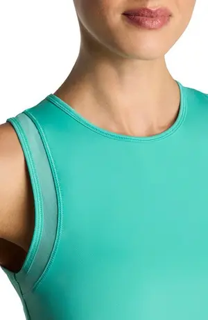 Spanx Mesh Detail Crewneck Tank - Tidepool