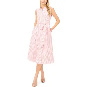 Ted Baker London Charlie Stripe Seersucker Midi Dress - Geranium