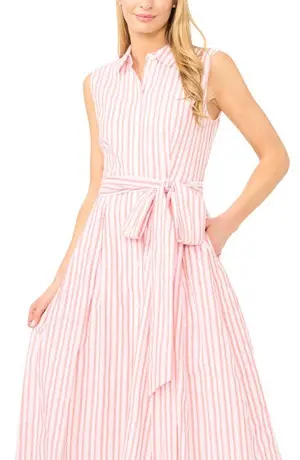 Ted Baker London Charlie Stripe Seersucker Midi Dress - Geranium
