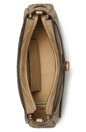 Tory Burch Romy Croc Embossed Leather Crossbody Bag - Ginger Leaf
