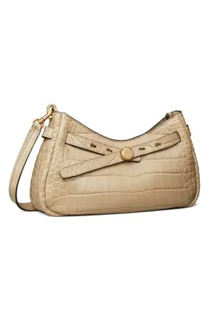 Tory Burch Romy Croc Embossed Leather Crossbody Bag - Ginger Leaf
