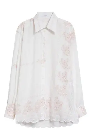 JULIE KEGELS Floral Print Scalloped Button-up Shirt
