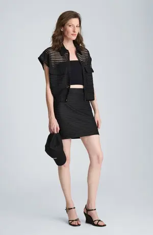 KENNETH COLE Ribbed Pencil Skirt - Black