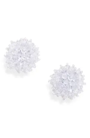 Oscar De La Renta Beaded Stud Earrings - Crystal