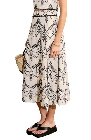 English Factory Embroidered Eyelet Maxi Skirt
